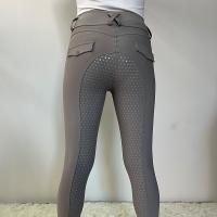 China Gray Four Way Stretch Women Equestrian Breeches Full Silicone With Pocket for sale