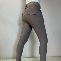 China Gray Four Way Stretch Women Equestrian Breeches Full Silicone With Pocket for sale