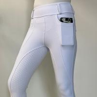 China White Two Side Pockets Women Horse Riding Pants Tights Competition for sale
