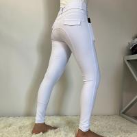 China White Two Side Pockets Women Horse Riding Pants Tights Competition for sale