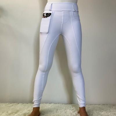 China White Two Side Pockets Women Horse Riding Pants Tights Competition for sale