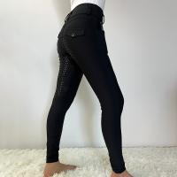 China Black Horse Riding Jodhpurs Women Four Way Stretch Breeches With Silicone for sale