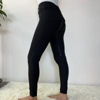 China Black Horse Riding Jodhpurs Women Four Way Stretch Breeches With Silicone for sale