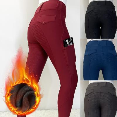 China 2XS - XL Winter Thickening Warm Women Equestrian Pants High Elastic Red for sale