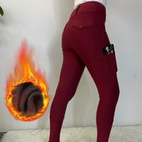 China 2XS - XL Winter Thickening Warm Women Equestrian Pants High Elastic Red for sale