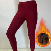China 2XS - XL Winter Thickening Warm Women Equestrian Pants High Elastic Red for sale