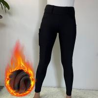 China Black Warm Horse Riding Pants Women Equestrian Clothing 320gsm for sale