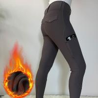 China XL Gray Winter Jodhpurs Riding Full Seat Silicone Breeches Fleece Female for sale