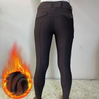 China XL Gray Winter Jodhpurs Riding Full Seat Silicone Breeches Fleece Female for sale