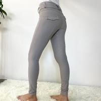 China Grey Women Equestrian Jumping Leggings Silicone Racing Breeches With Two Pockets for sale