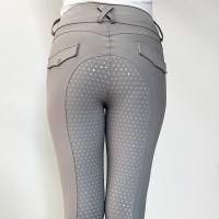 China Grey Women Equestrian Jumping Leggings Silicone Racing Breeches With Two Pockets for sale