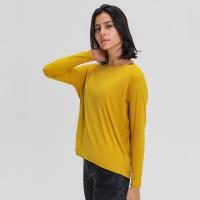 China Nylon Nude Feel Ladies Yoga Tops Workout Fashion Loose Women Long Sleeve Shirts for sale