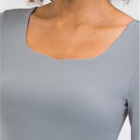 China Winter Low Wide Neckline Sports Yoga Clothes Long Sleeved Shirts High Elastic for sale