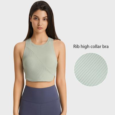 China High Elastic Ladies Yoga Vest Bra Running Sports Versatile Fashion Rib Yoga Clothes for sale