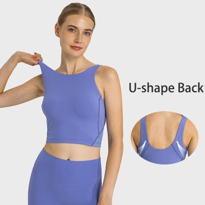 China Outerwear Training Running Sports Bra High Neck Female Yoga Vest With Pad for sale