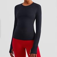 China Long Sleeve Crew Neck Women Equestrian Tops Running Fitness Breathable for sale