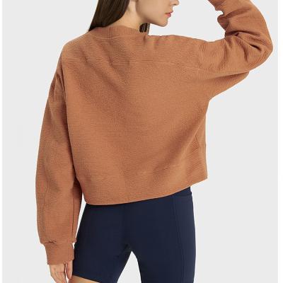 China ODM Breathable Soft Loose Yoga Sweatshirt Sports Hoodies Women Stair Cloth Pullover Sweater for sale