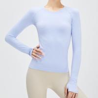 China Seamless Long Sleeve Women Sports Equestrian Riding Tops With Thumb Hole for sale