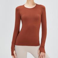 China Seamless Long Sleeve Women Sports Equestrian Riding Tops With Thumb Hole for sale