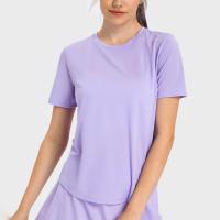 China New Summer Cool Women Short Sleeve Workout Shirt Yoga T-Shirt Athletic Tee Top for sale