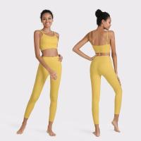 China Breathable High Elastic Yoga Set Clothes Nylon Leggings And Sports Bra for sale