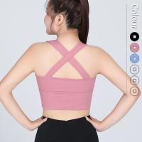 China 5XL Zip Front Plus Size Sports Bra Oversize Nylon Sexy Cross Back Yoga Bra for sale