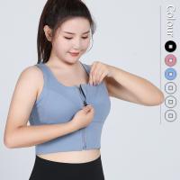 China 5XL Zip Front Plus Size Sports Bra Oversize Nylon Sexy Cross Back Yoga Bra for sale