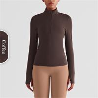 China Womens Horse Riding Tops Base Layer Half Zipper Flexible Long Sleeve for sale
