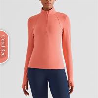 China Womens Horse Riding Tops Base Layer Half Zipper Flexible Long Sleeve for sale