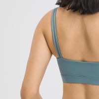 China Yoga Push Up Womens Sports Bra Double Ribbon Sexy Nylon Quick Dry for sale