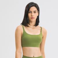 China Yoga Push Up Womens Sports Bra Double Ribbon Sexy Nylon Quick Dry for sale