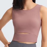China Moisture Wicking Removable Pad Sports Bra Nylon Fitness Womens Workout Tank Tops for sale