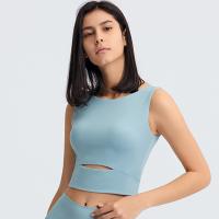 China Moisture Wicking Removable Pad Sports Bra Nylon Fitness Womens Workout Tank Tops for sale
