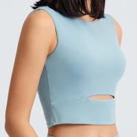 China Moisture Wicking Removable Pad Sports Bra Nylon Fitness Womens Workout Tank Tops for sale