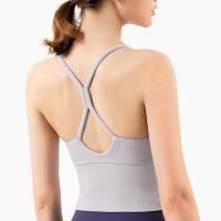 China 9 Colors Nude Yoga Womens Sports Bra Sexy Nylon Sweat Wicking Water Drop Back for sale