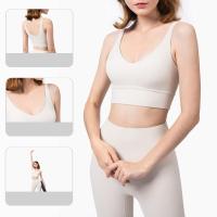 China Nylon Spandex Deep V Neck Sports Bra Gathered Skin Friendly for sale