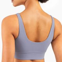 China Nylon Spandex Deep V Neck Sports Bra Gathered Skin Friendly for sale