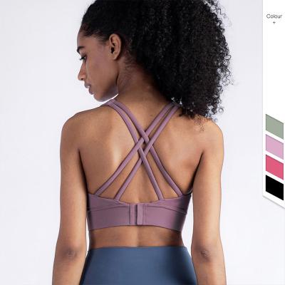 China 7 Colors Nuls Sexy Women Sports Bra Traceless Buckle Back Shock Absorber Crop Top for sale