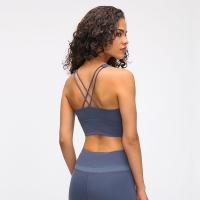 China Womens Nude Shock Absorber Padded Sports Bra Nylon Breathable Double Shoulder for sale
