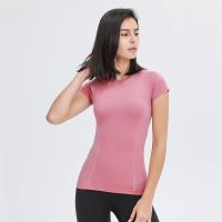 China 6 Colors Women's Short Sleeve Gym Tops Nylon Quick Drying Athletic Shirts for sale