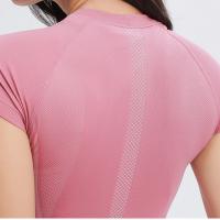 China 6 Colors Women's Short Sleeve Gym Tops Nylon Quick Drying Athletic Shirts for sale