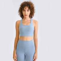 China Three Row Buckle Womens Sports Bra Back Hollow Shockproof for sale