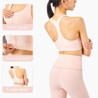 China Front Zipper Womens Sports Bra Shockproof High Impact Racerback Tops for sale