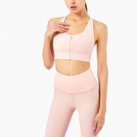 China Front Zipper Womens Sports Bra Shockproof High Impact Racerback Tops for sale