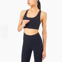 China Front Zipper Womens Sports Bra Shockproof High Impact Racerback Tops for sale