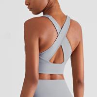 China Gathered Full Coverage Ladies Sports Bra Tops Wirefree Cross Back Yoga Bra Workout for sale