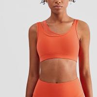 China Mesh Stitching Strappy Back Sports Bra Girls Elastic Bottom Padded Crop Top for sale
