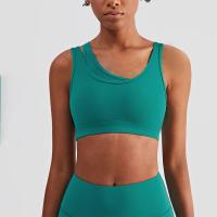 China Mesh Stitching Strappy Back Sports Bra Girls Elastic Bottom Padded Crop Top for sale