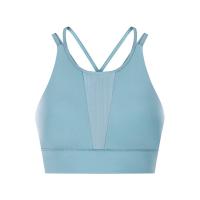 China Mesh Stitching Womens Sports Bra Pull Round High Neck Gathered Shockproof for sale