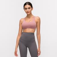 China Removable Padded Womens Sports Bra Naked Feel Gathered Without Steel Ring for sale